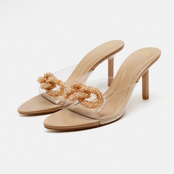 Zara | Shoes | Nwt Zara Vinyl Sandals With Embellished Stones | Poshmark